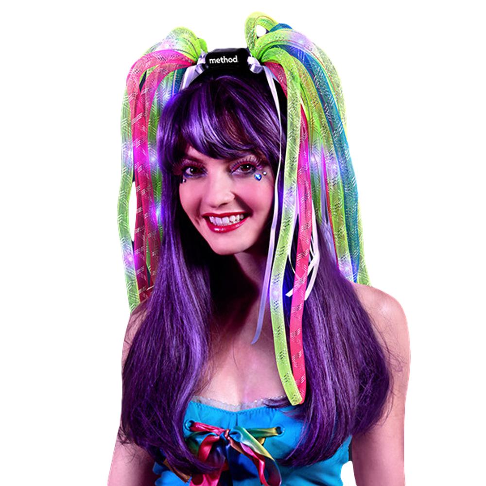 Blinkee UV Reactive LED Noodle Headband Flashing Dreads - Purple - 5 ...
