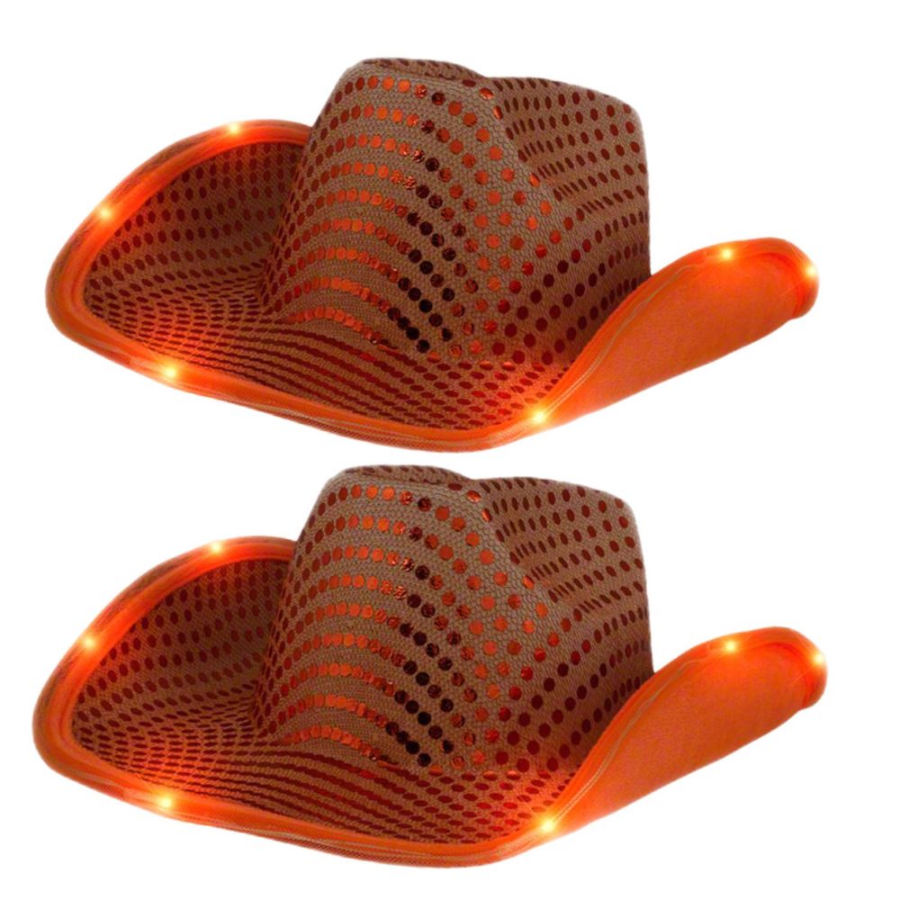 Blinkee BBLFCHSE-P2OR LED Flashing Cowboy Hat with Orange Sequins ...