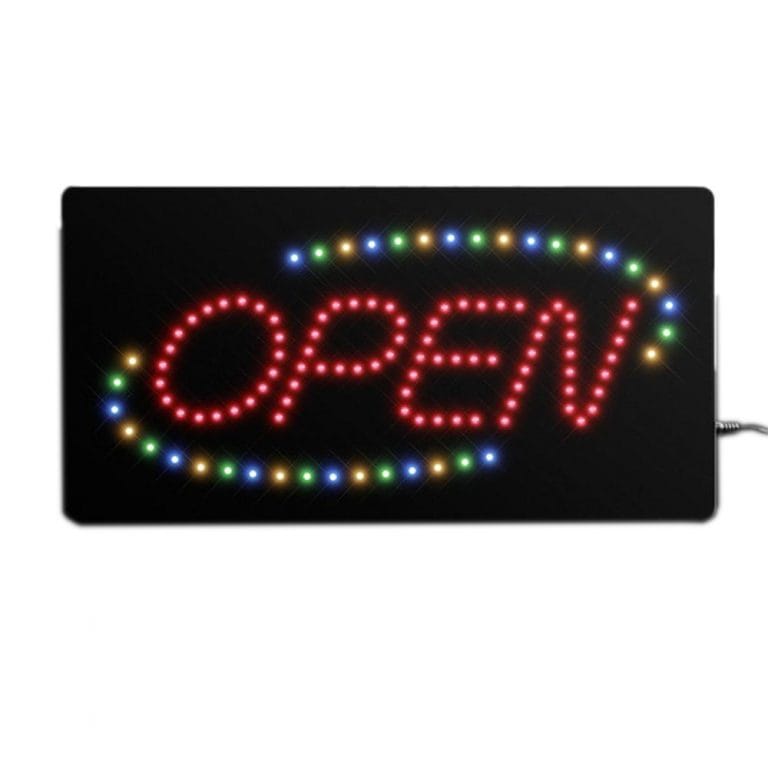 Bright LED Open Sign: Multi-Color, AC Adapter Included.