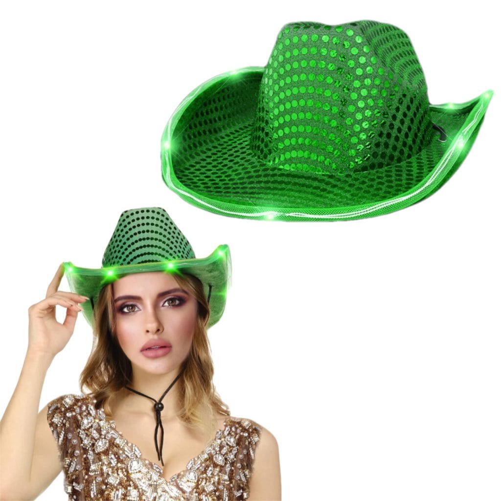 LED Flashing Cowboy Hat with Green Sequins – Magic Matt's Brilliant ...