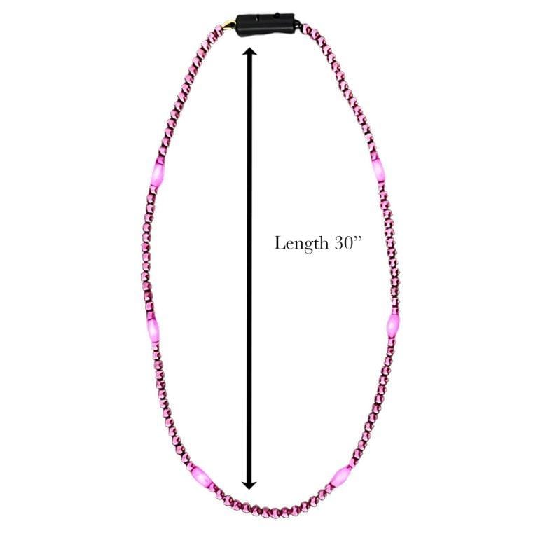 LED Necklace with Pink Beads | Best Glowing Party Supplies