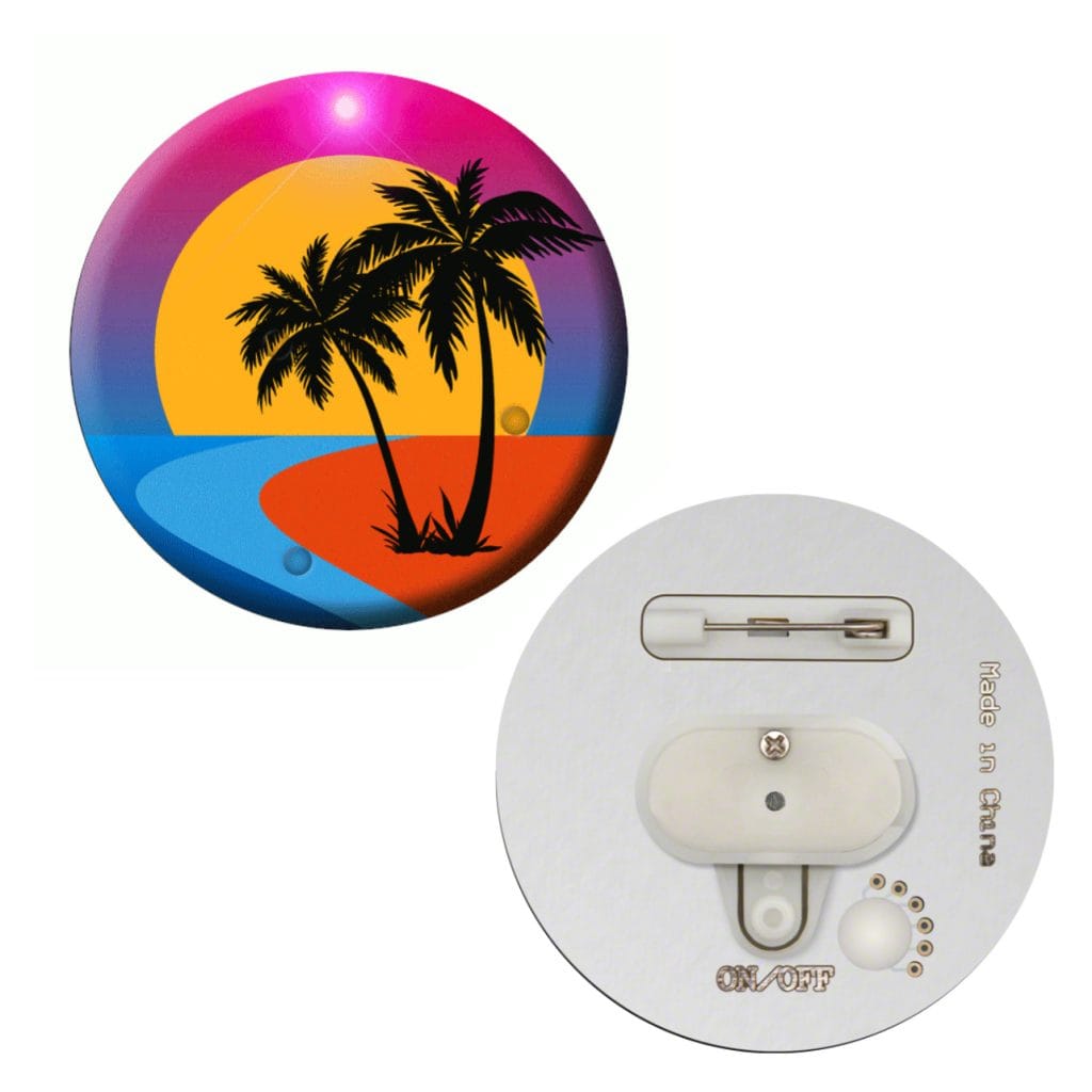 Unique Palm Trees Lapel Pins with Fun Light Effects
