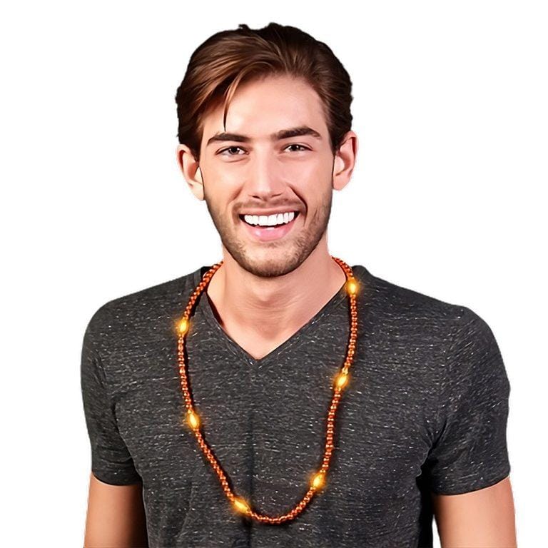 LED Necklace with Orange Beads | Best Glowing Party Supplies