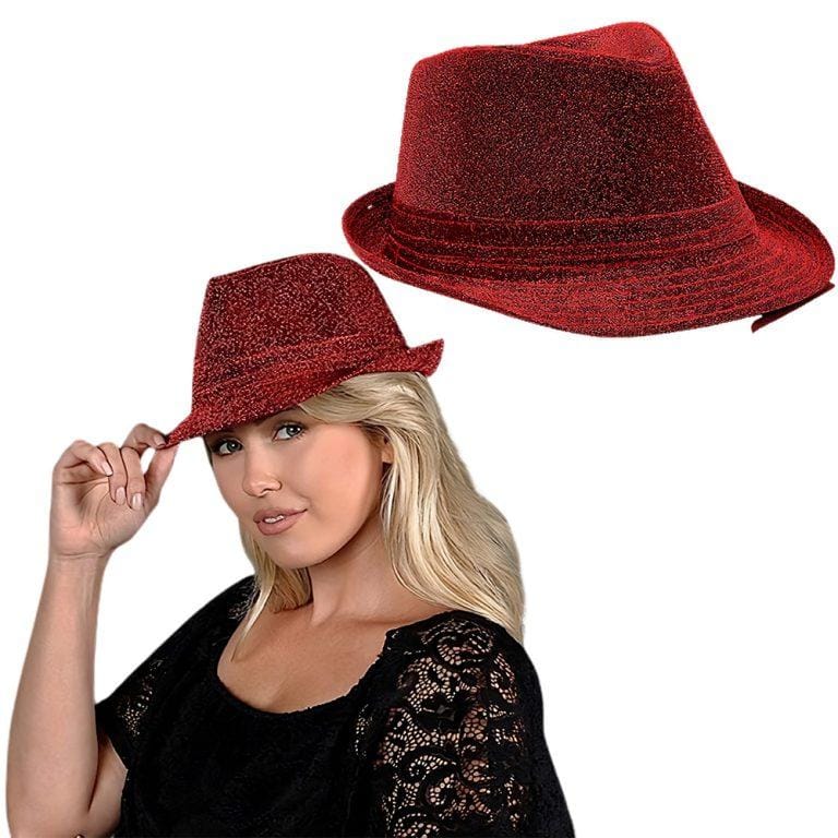 Soft Red Fabric Fedora Non Light Up | Best Glowing Party Supplies