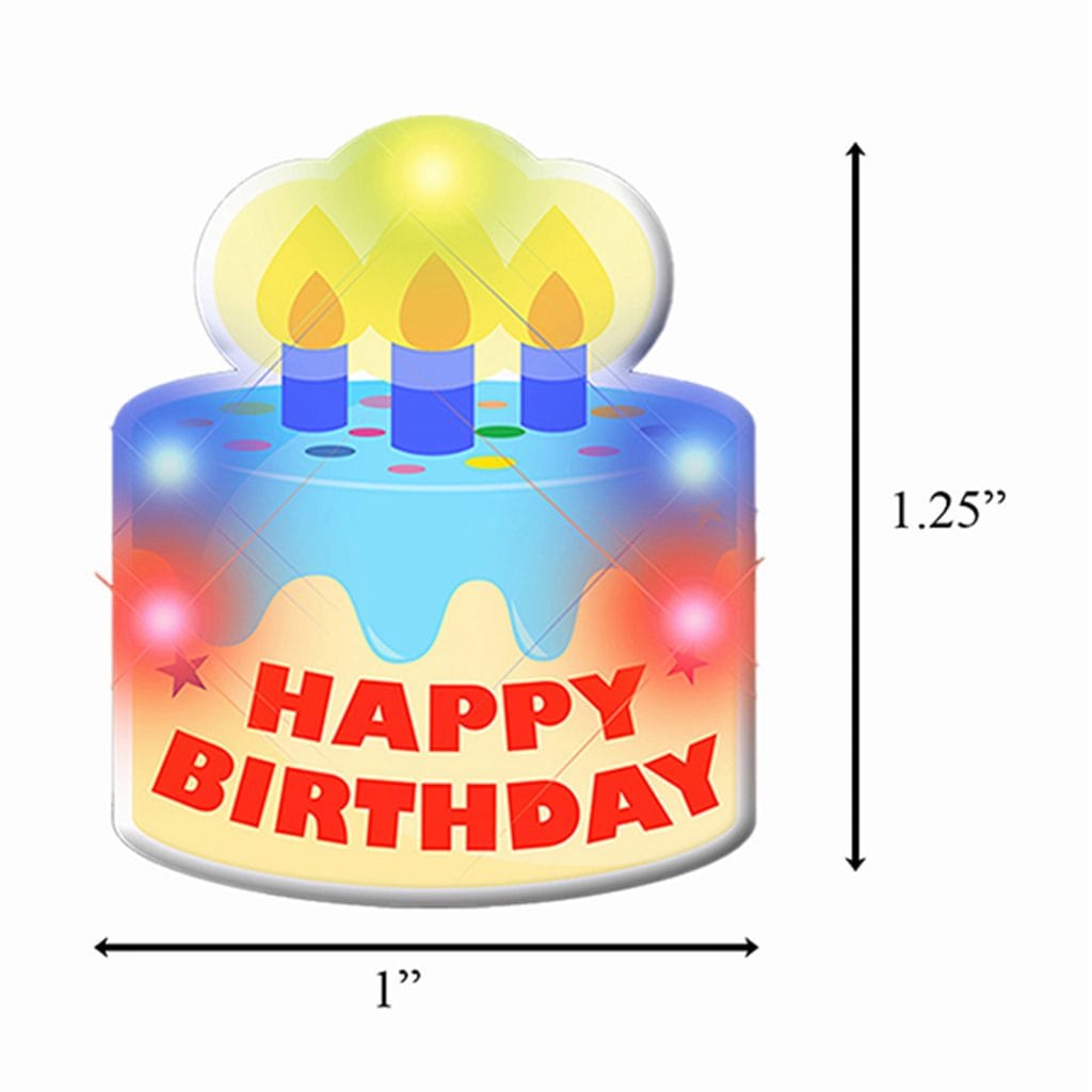 Blinking Light Up Happy Birthday Cake Body Light Pins