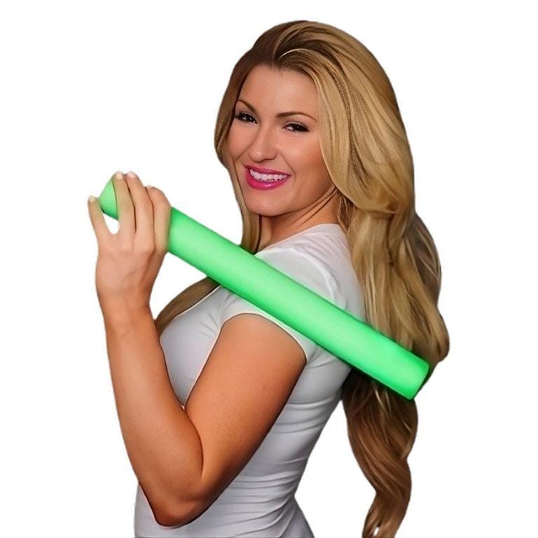 Premium LED Foam Cheer Sticks Green for Mardi Gras