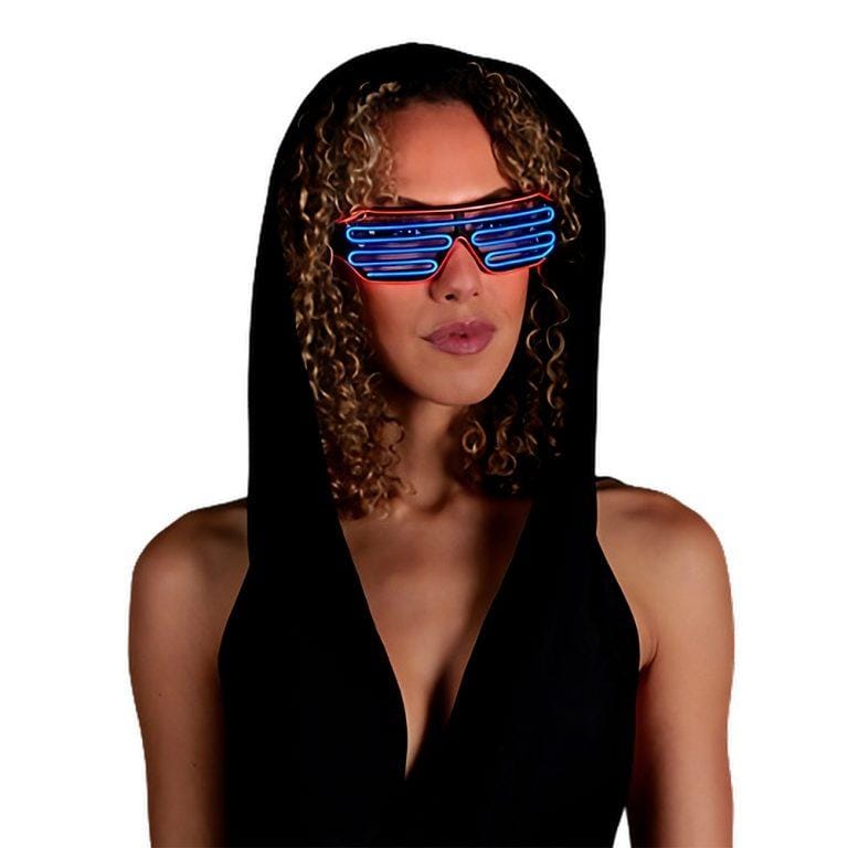 Blue LED Sunglasses with Red & Blue EL Wire | Blinkee.com