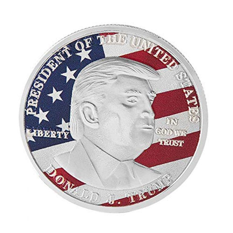 45th US President Donald Trump on USA Flag Commemorative Silver Coin ...