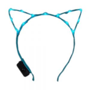 Aqua LED Kitty Cat Ear Headband | Best Glowing Party Supplies