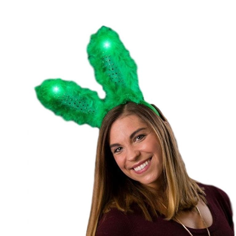 Green on Green Light Up Bunny Ears | Best Glowing Party Supplies