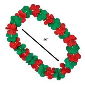 Non Light Up Hawaiian Flower Christmas Lei Necklace Red Green