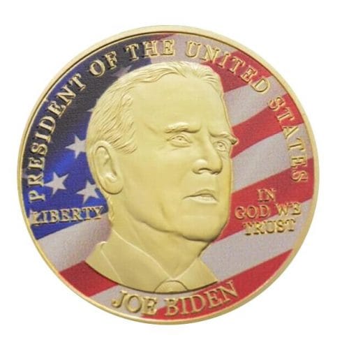 46th US President Joe Biden on USA Flag Commemorative Gold Plated Coin ...