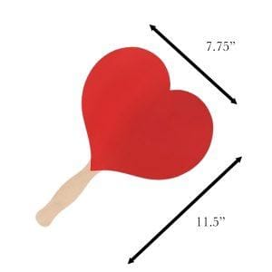 Heart Shaped Non Light Up Red Hand Fan