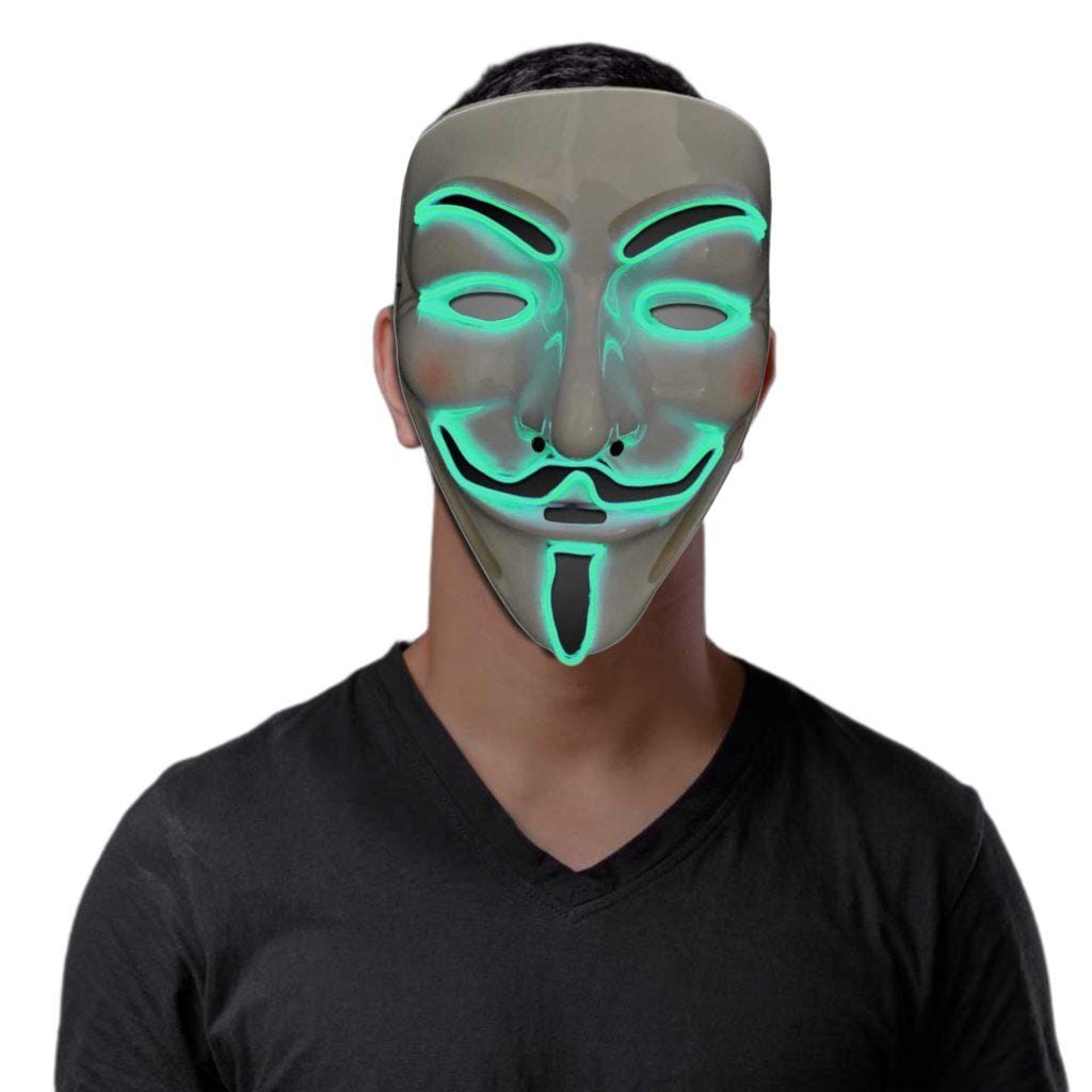 EL Wire Vendetta Guy Fawkes Halloween Mask Green | Best Glowing Party ...